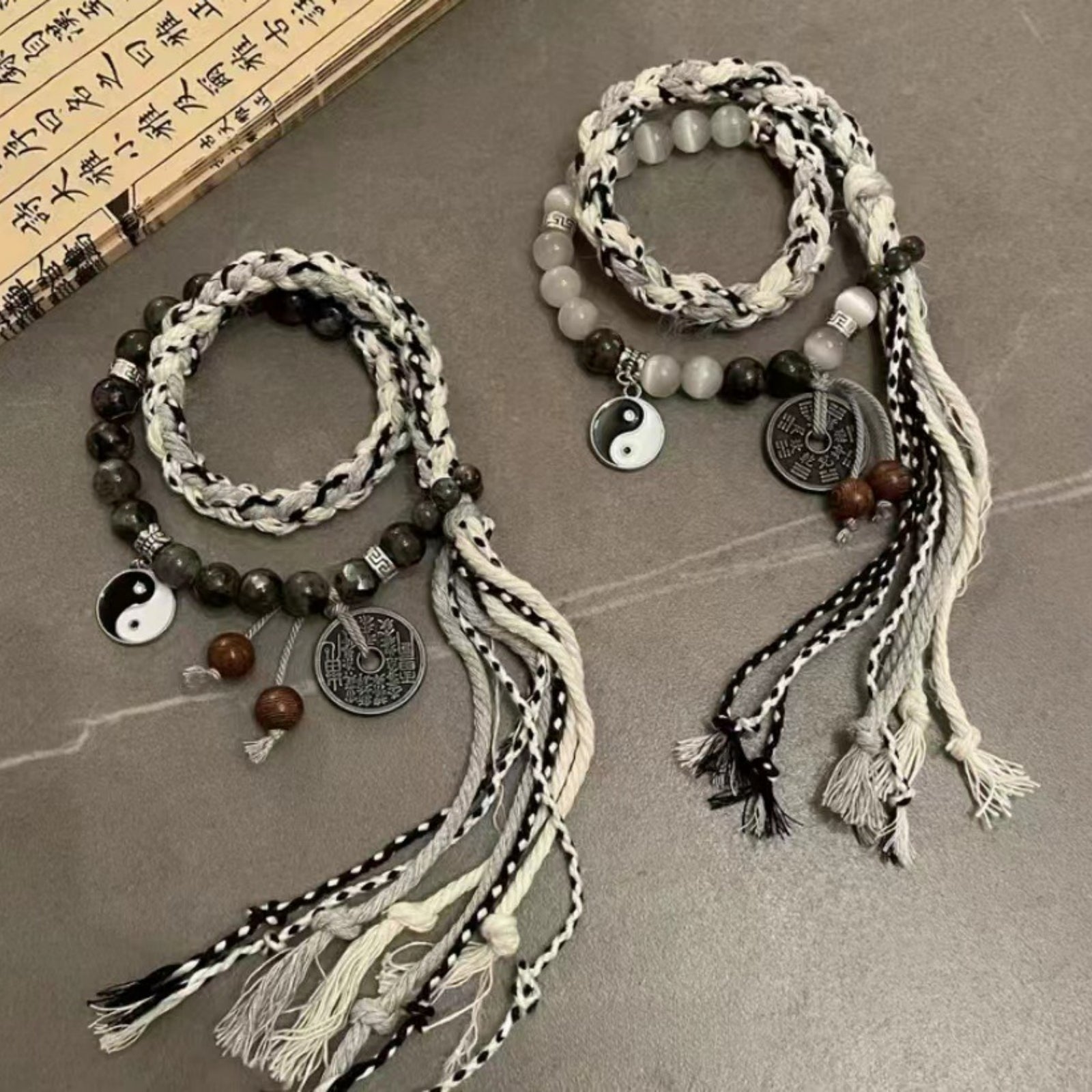 QiLing Aura Tibetan Style Yin-Yang Handmade Couple Bracelet