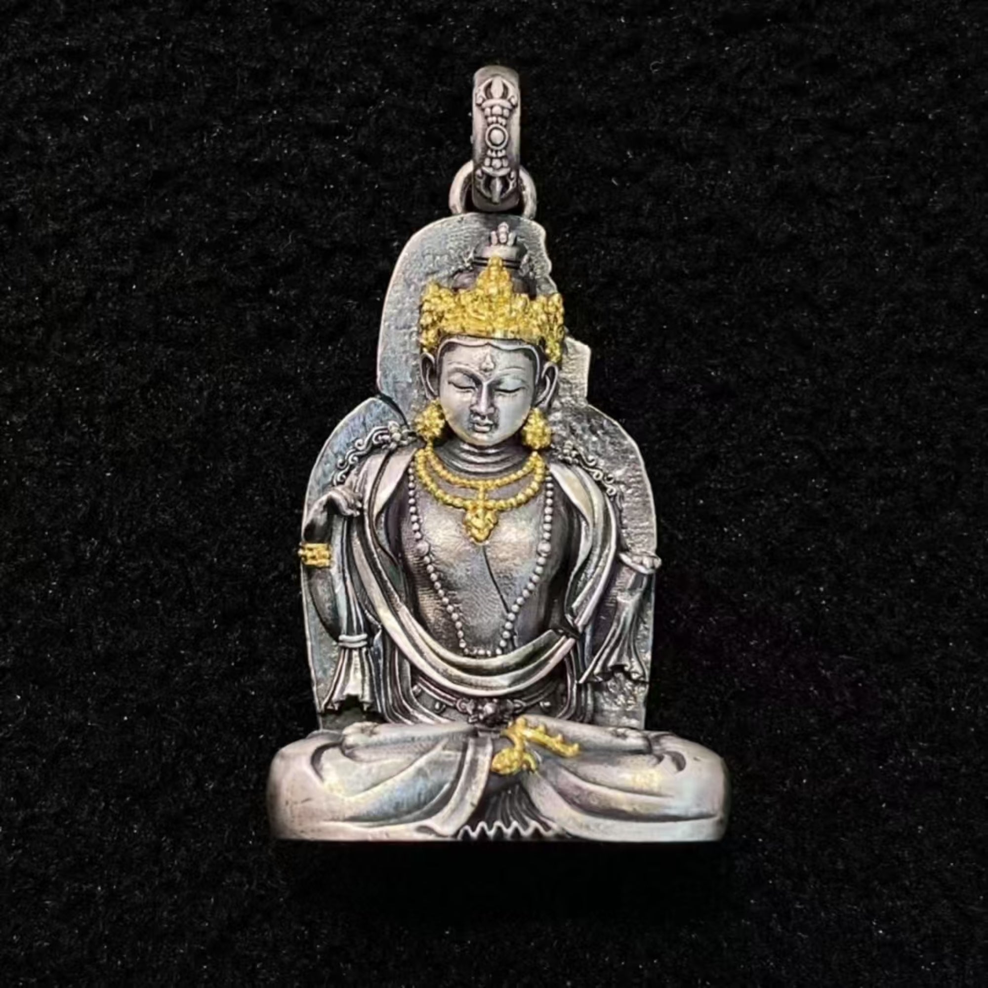 Tibetan Avalokiteshvara Gold & Silver Pendant