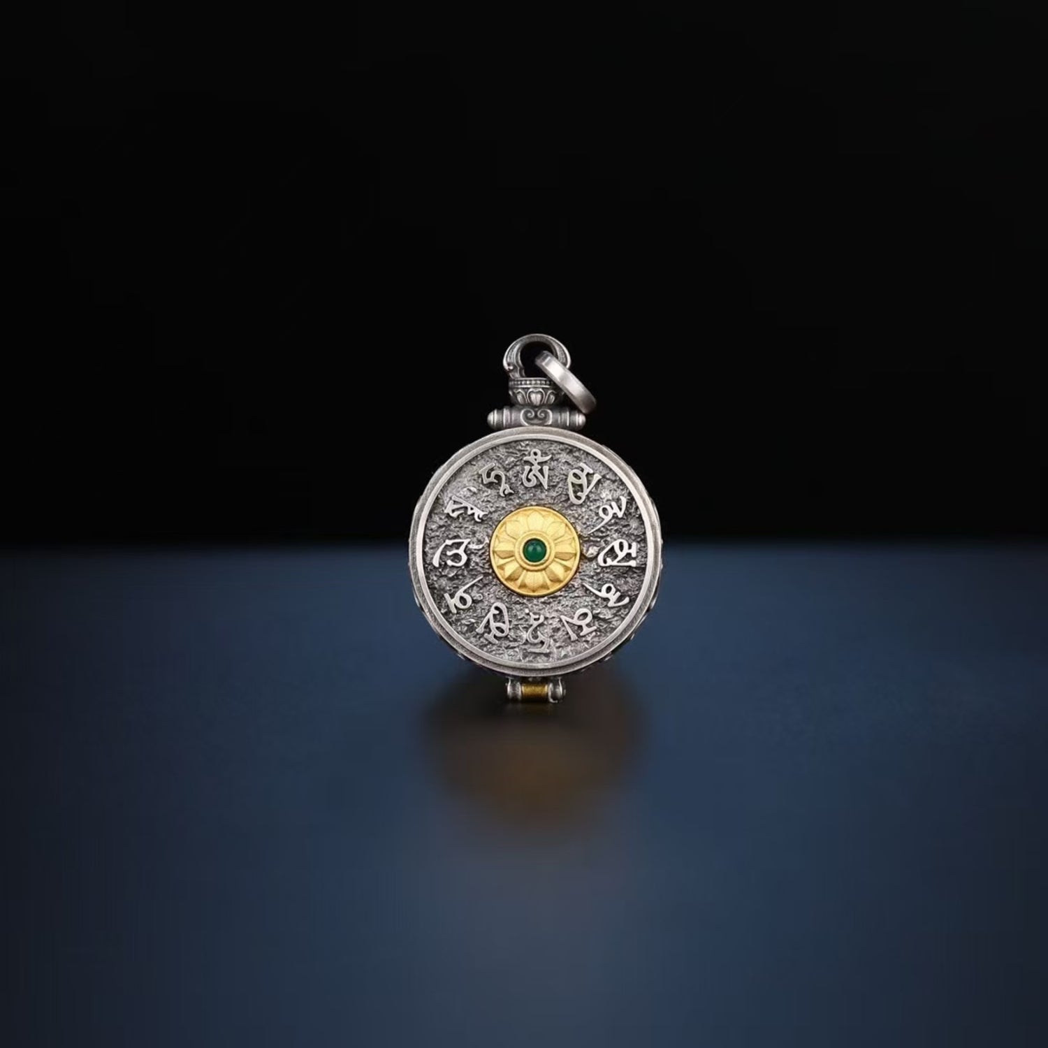 Tibetan Hand-Carved Shakyamuni Silver Gawu Box Pendant Necklace