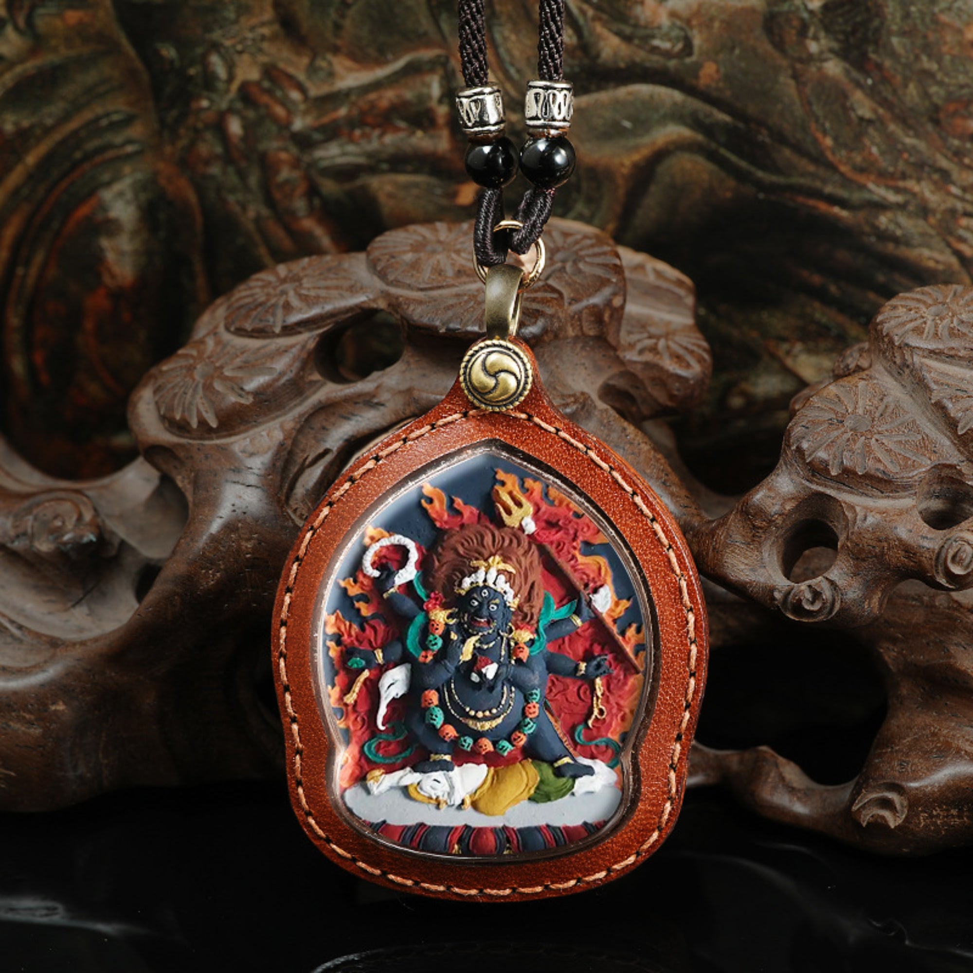 Tibetan Mahakala Thangka Gawu Box Amulet Necklace